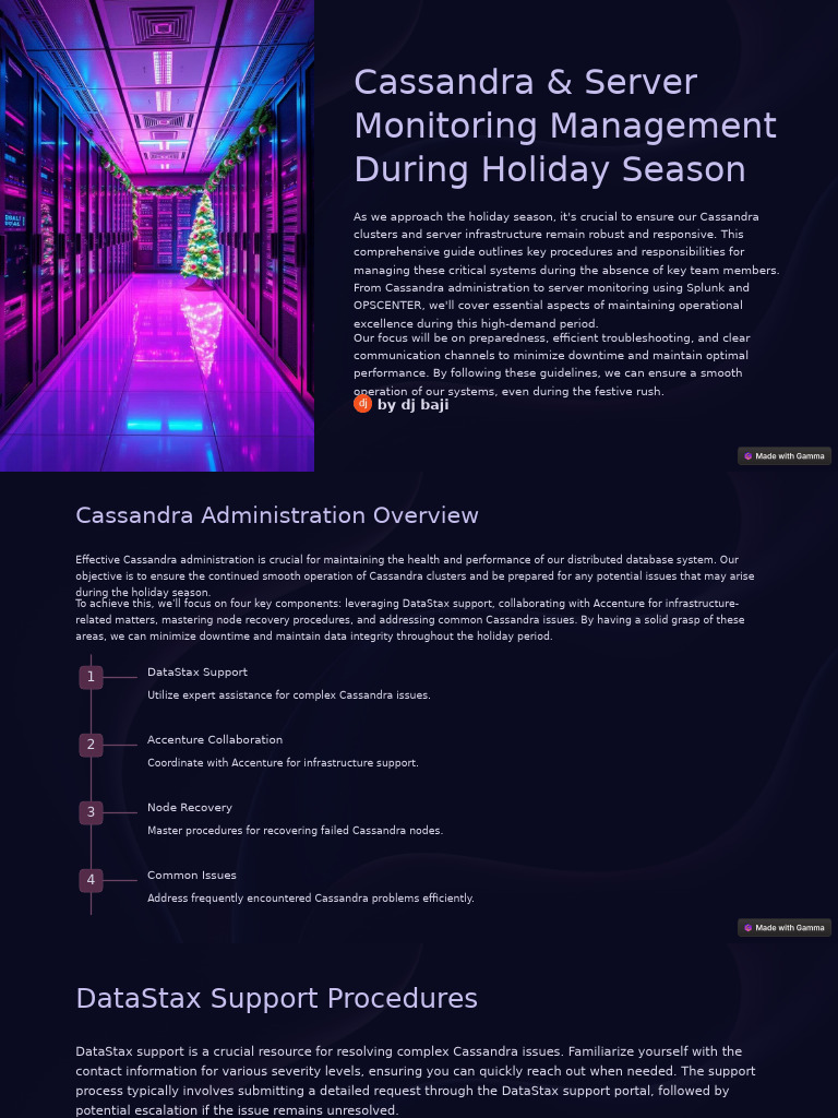 Cassandra and Server Monitoring Management During Holiday Season | PDF | Communication | Information