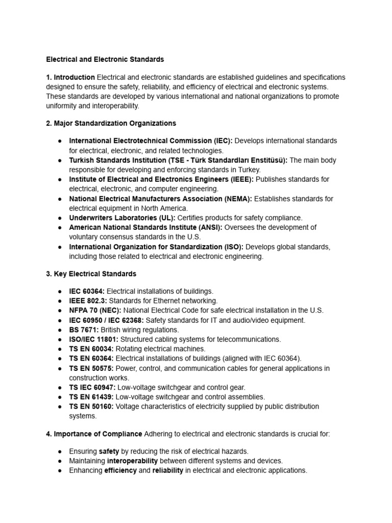 Electrical and Electronic Standards | PDF | Standardization ...
