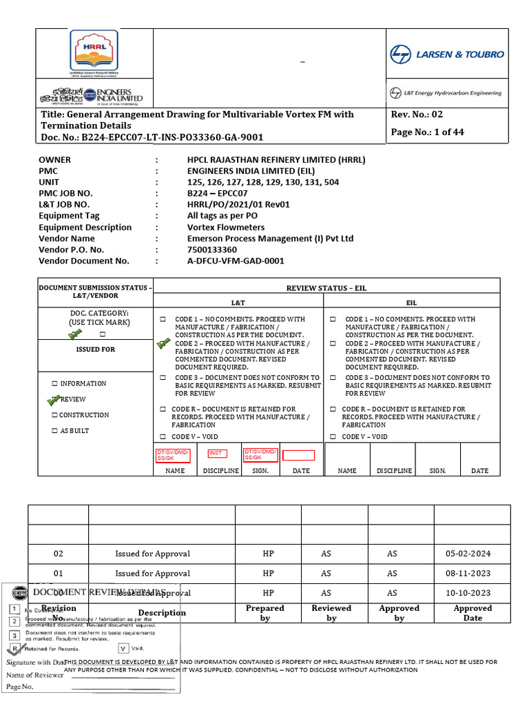 General Arrangement Drawing For Multivariable Vortex FM With ...