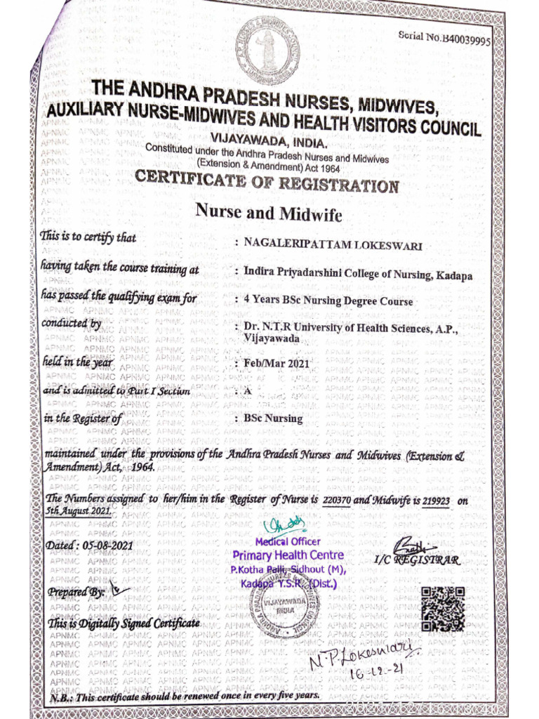 Kadapa Staff Certificate | PDF