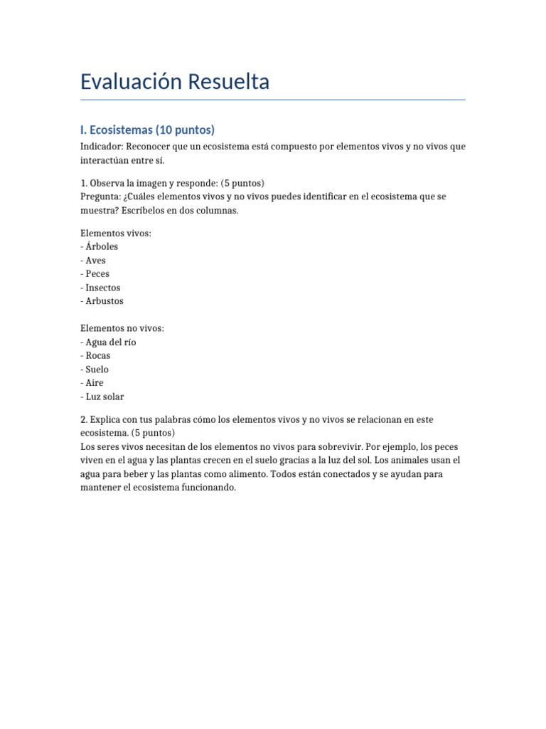 Evaluacion_Resuelta_Ciencias | PDF | Agua | Hueso