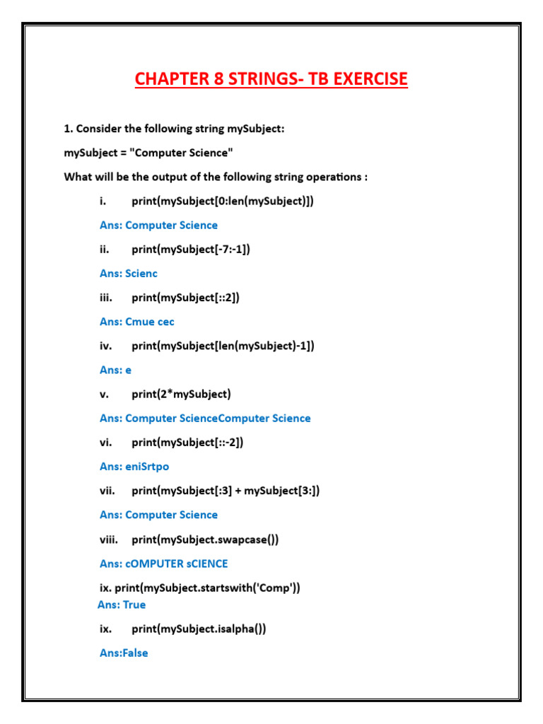 CH 8 STRINGS TB Exercise | PDF