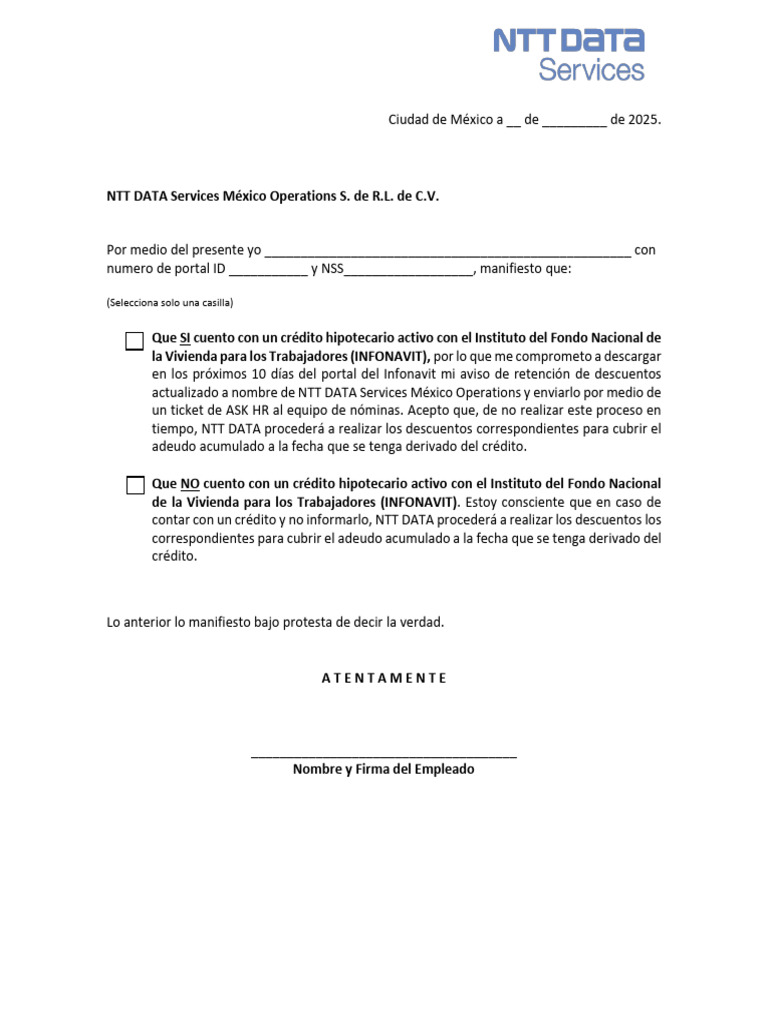 Carta Infonavit 2025 | PDF