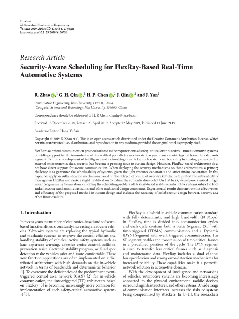 Security-Aware Scheduling For FlexRay-Based Real-T | PDF | Linear Programming | Computer Network