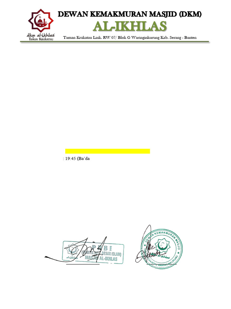 Undangan Tabligh Akbar DKM | PDF