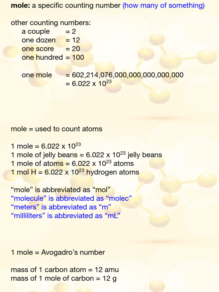 Mole & Mole Conversions H | PDF | Mole (Unit) | Quantity