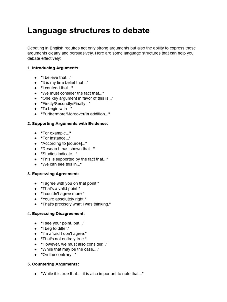 Language Structures To Debate | PDF | Argument | Epistemology
