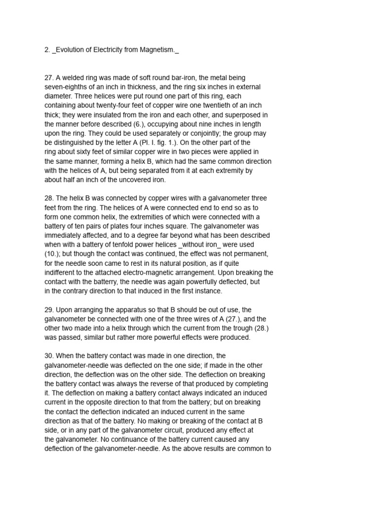 Evolution of Electricity From Magnetism | PDF | Electromagnetic ...