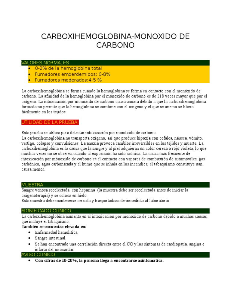 CARBOXIHEMOGLOBINA | PDF