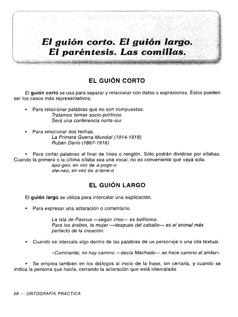 Uso del guion y paréntesis en escritura | PDF | Ortografía | Puntuación