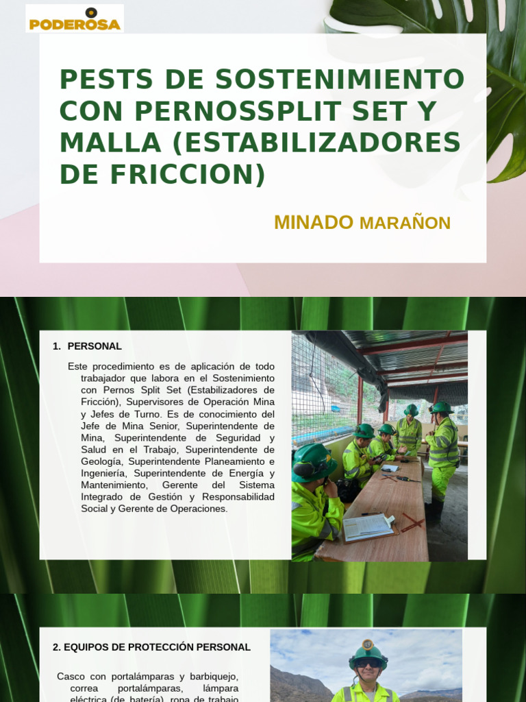 Pets de Sostenimiento Con Pernos Split Set y Malla (Estabilizadores de ...