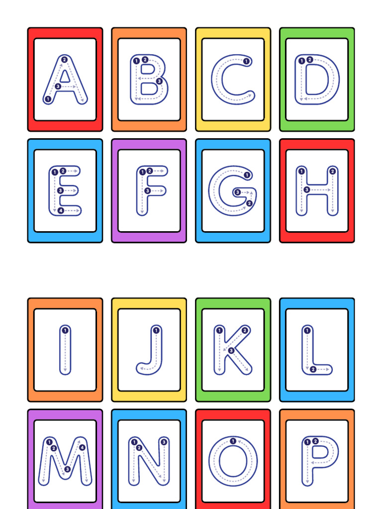 Alphabet Tracing Capital Letter Formation Flashcards in Simple Bold ...