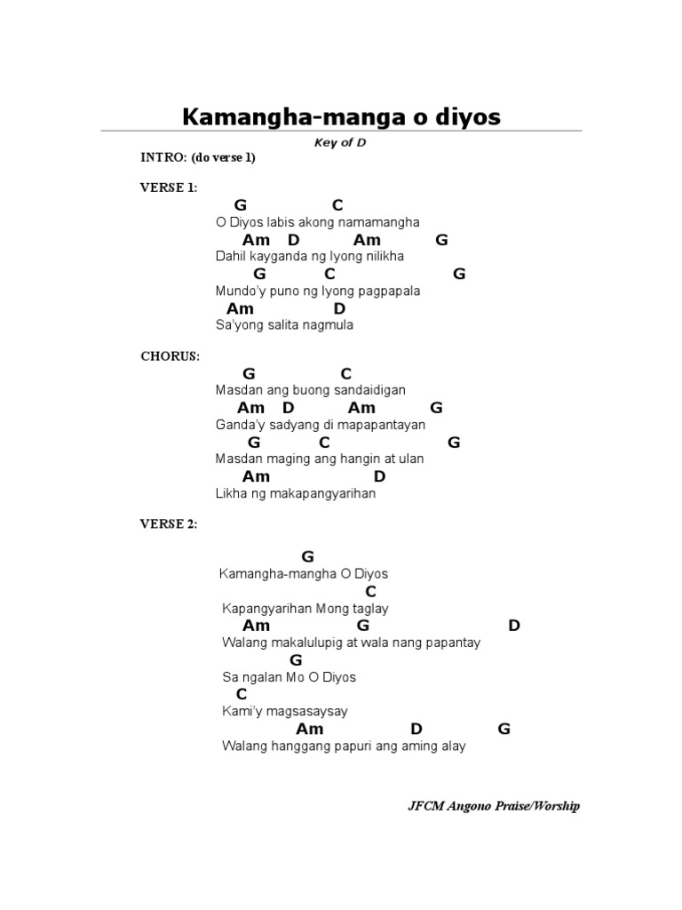 Kamangha Mangha O Diyos D Pdf