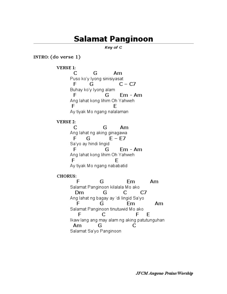 Salamat Panginoon (C) | PDF