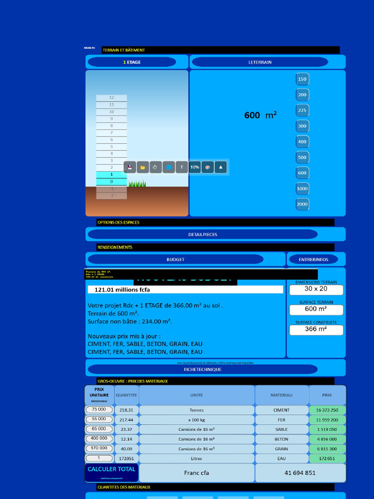 Rdc + 1 ETAGE 600 m² 20h33 Lundi 07 Avril 2025 Fiche_techn_axonile | PDF