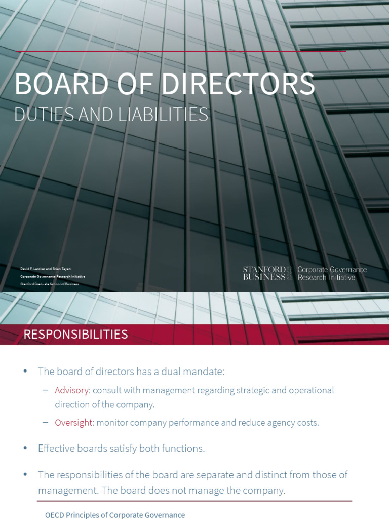 Board of Directors: Duties and Liabilities | PDF | Board Of Directors | Audit Committee
