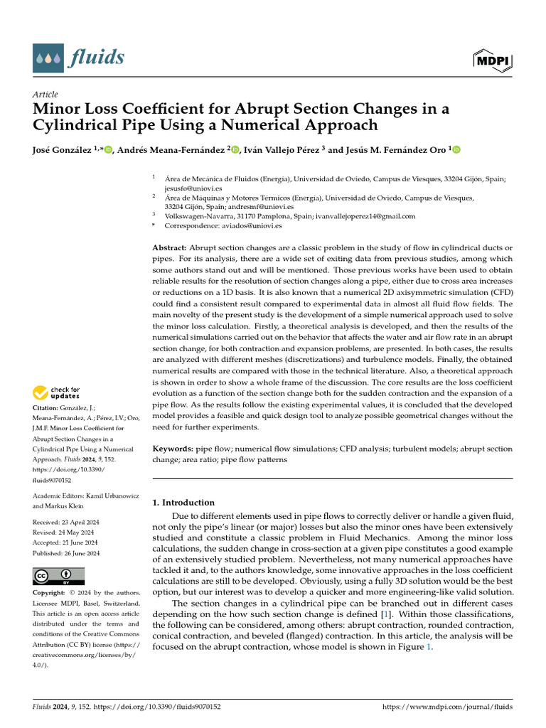 Minor_Loss_Coefficient_for_Abrupt_Section_Changes_ | PDF | Reynolds ...