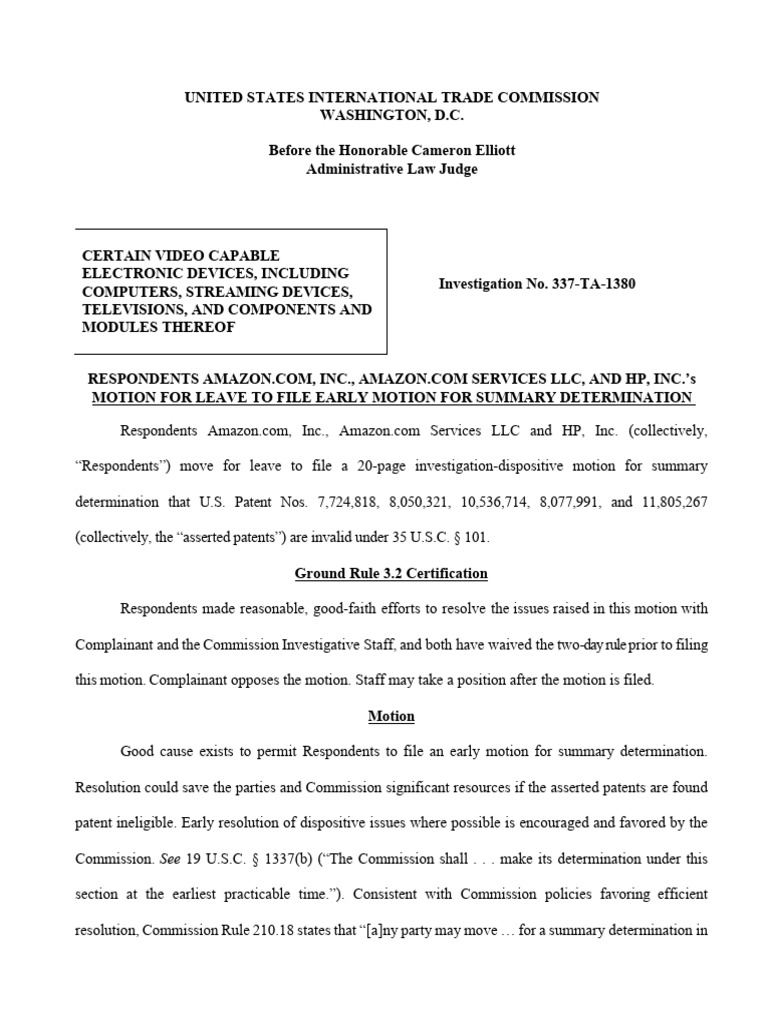 24-04-05 - Respondents' Motion for Leave to File Early MSD -817830 ...