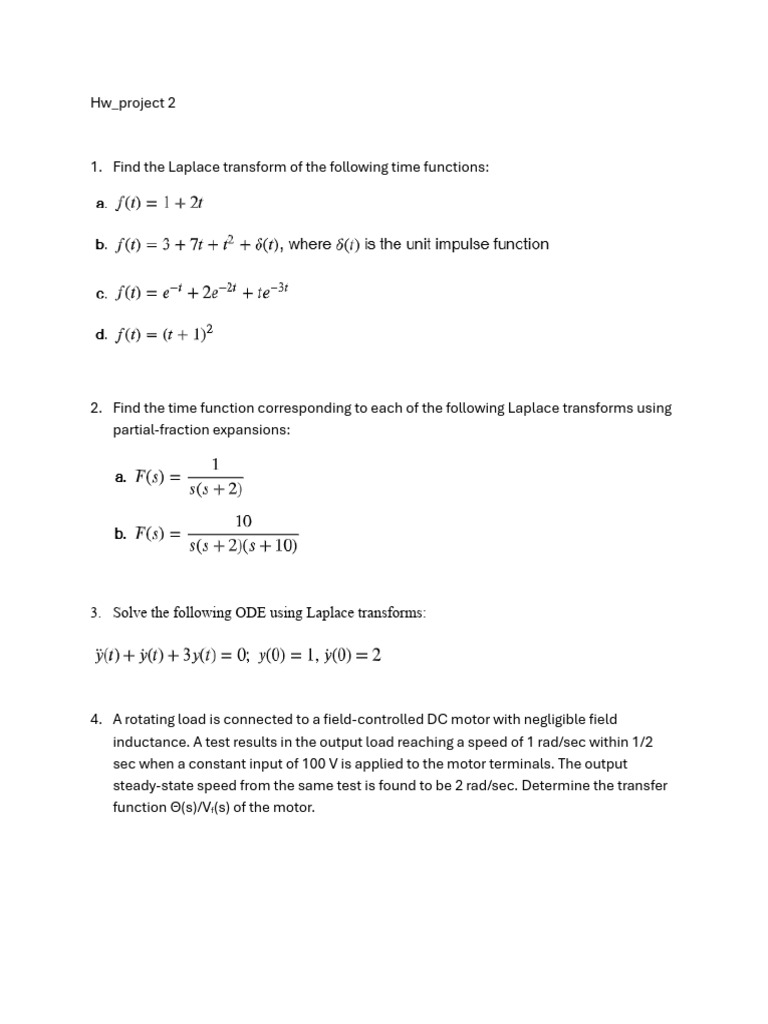 Solve The Following ODE Using Laplace Transforms | PDF