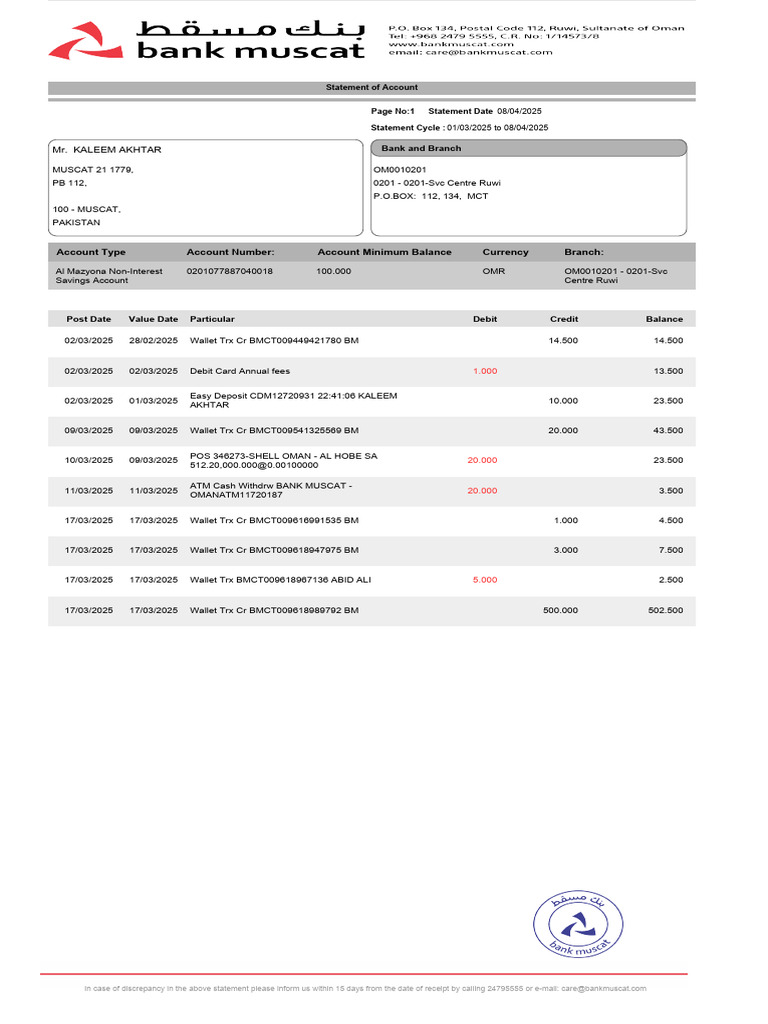 Kaleem + ATA 170 Lac Case Statement | PDF | Debits And Credits | Debit Card
