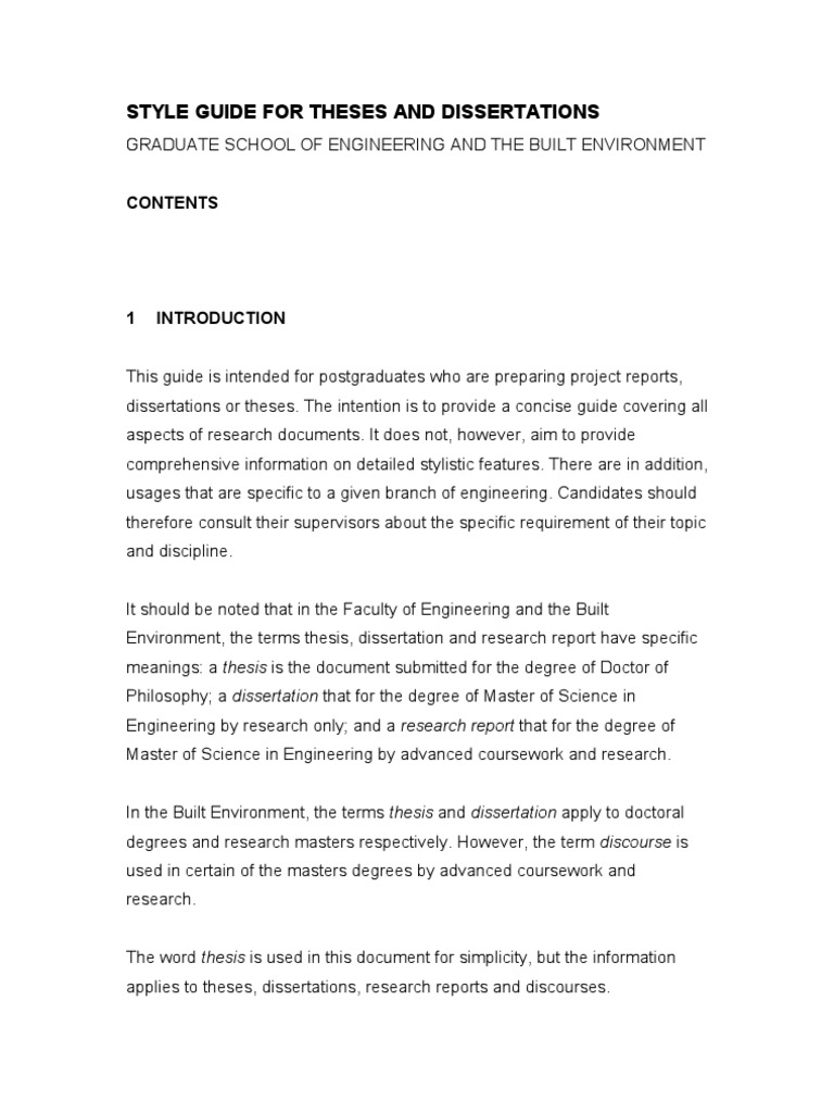 Style Guide | PDF | Thesis | Doctor Of Philosophy