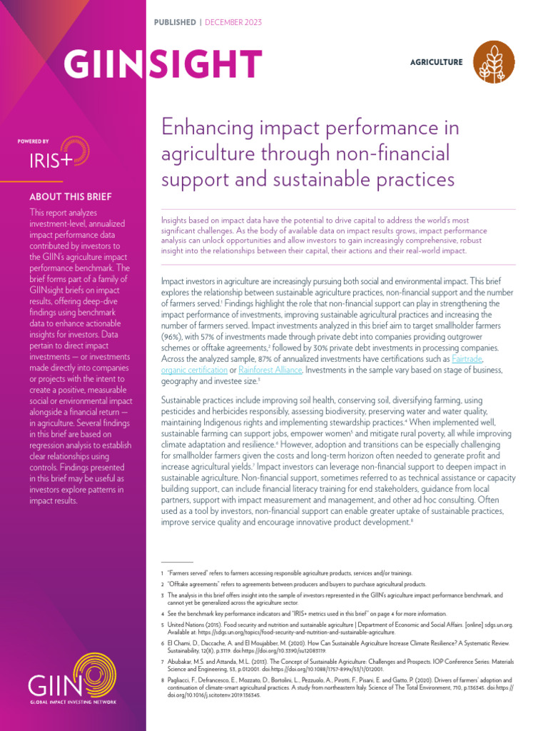 GIIN - Nonfinancial Sustainable Agriculture | PDF | Agriculture ...