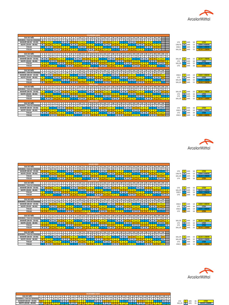 ESCALAS de TURNO 4X4 2024 A 2026 | PDF