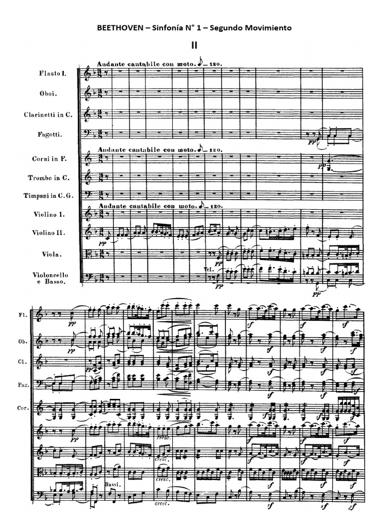 2.BEETHOVEN - Sinfonía #1 - II Mov. | PDF