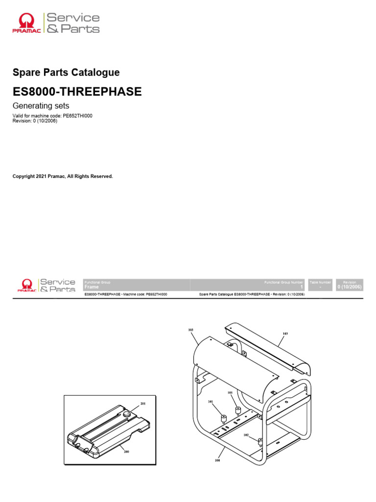 Pramac Es 8000 400v Spare Parts List | PDF