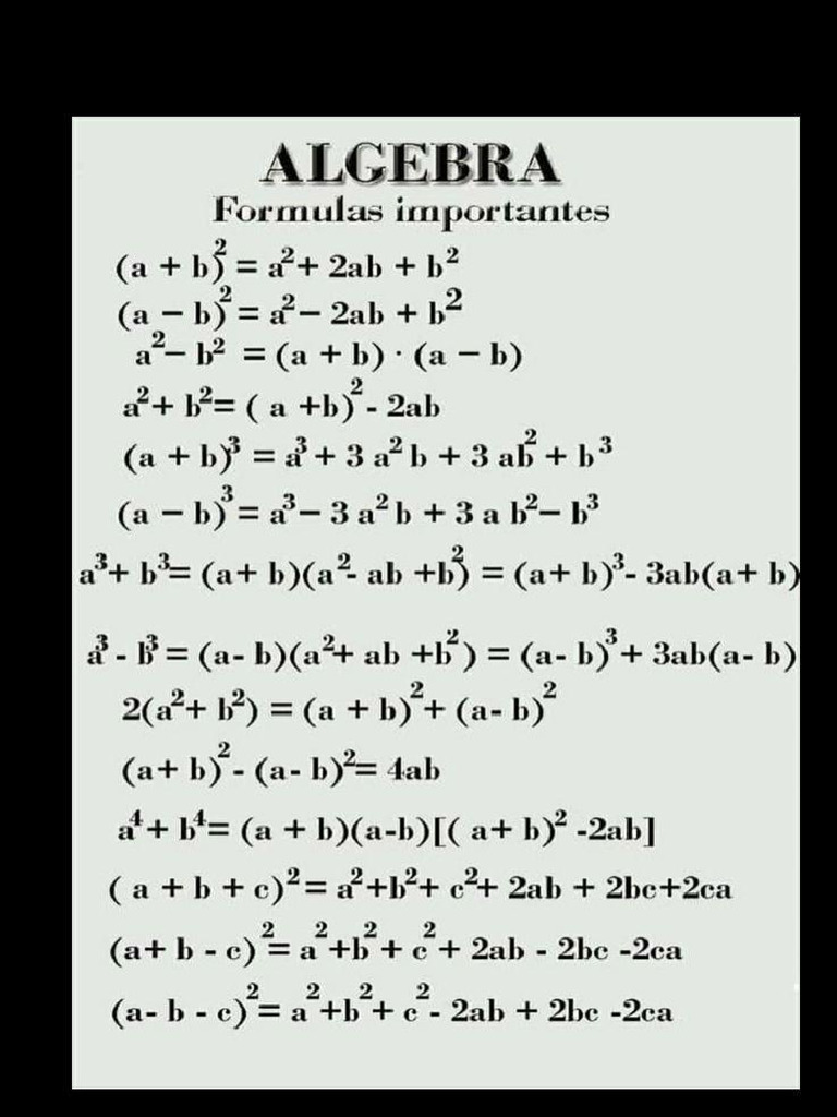 Key Algebra Formulas Explained | PDF