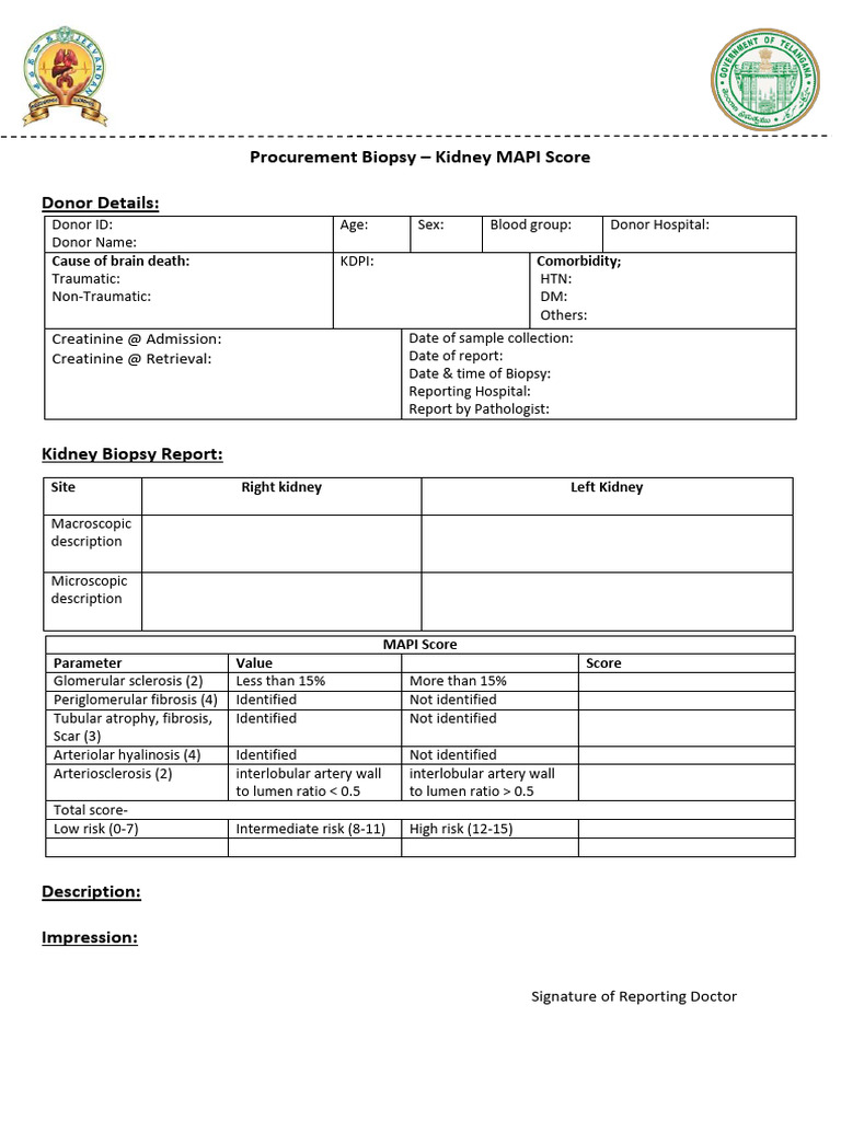 Jeevandan Kidney Biopsy Format | PDF