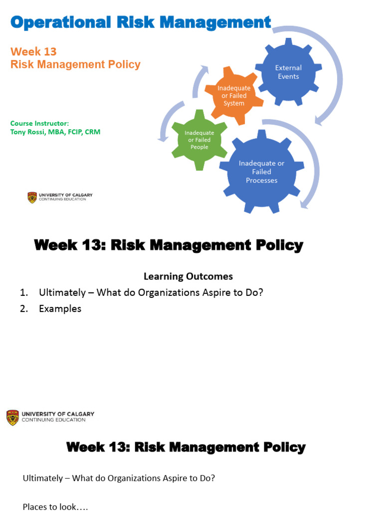 Operational Risk Management - Week 13.pptx | PDF