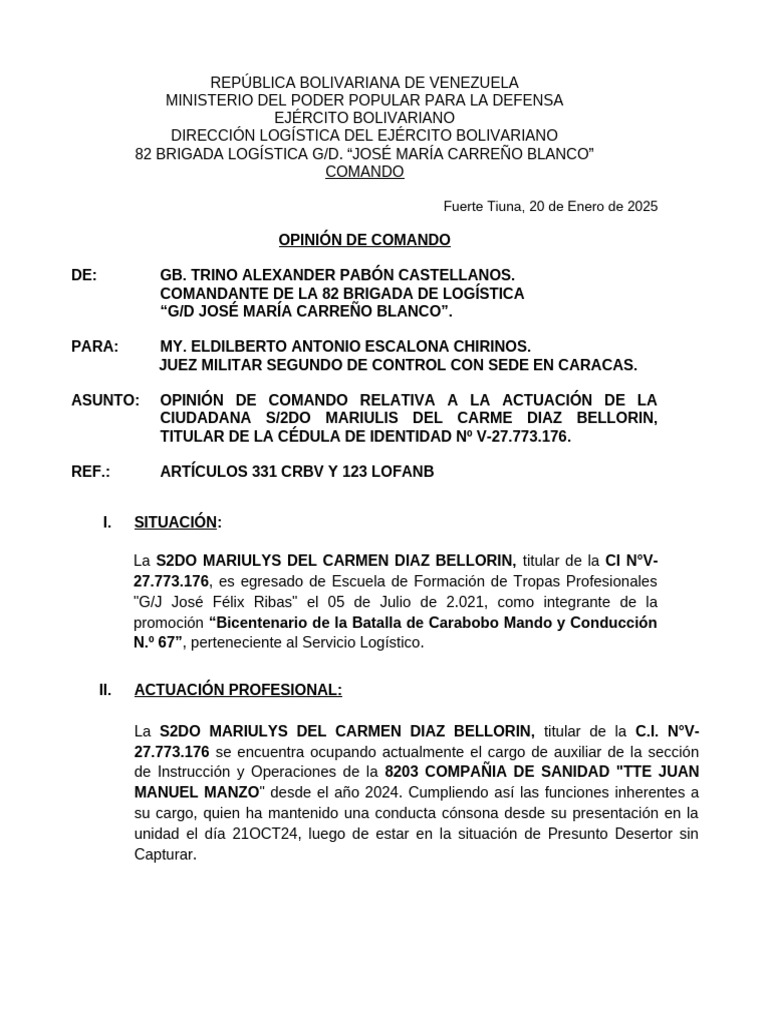 Opinion de Comando DIAZ | PDF