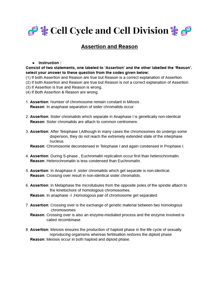 AR - Cell Cycle and Cell Division | PDF | Meiosis | Mitosis