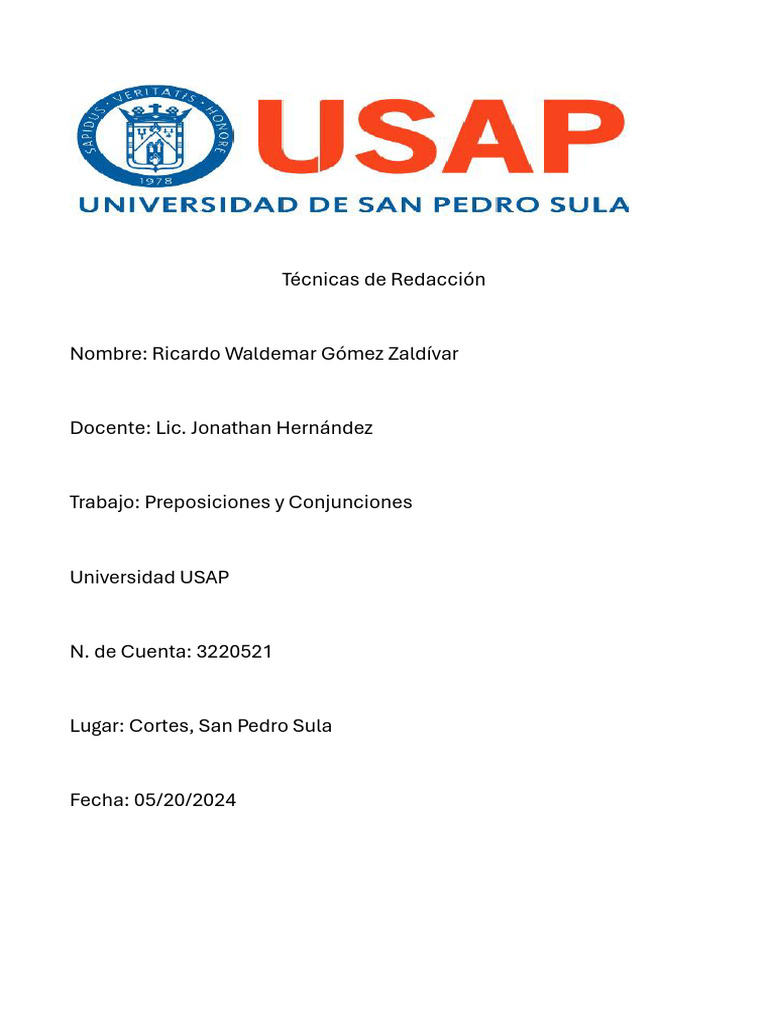 Preposiciones Y Conjunciones Pdf