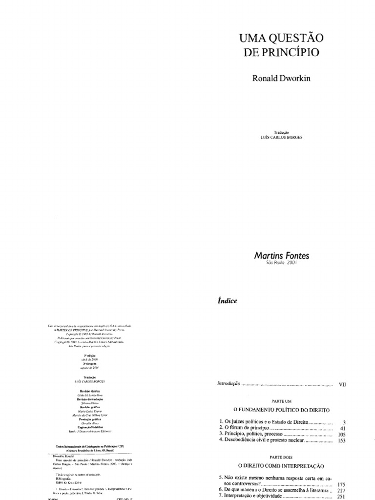 Uma Questao de Principio Ronald Dworkin | PDF