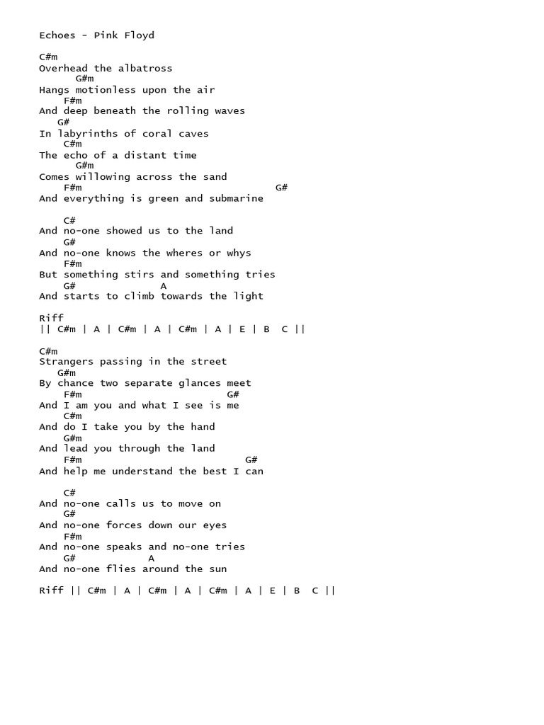 Echoes - Pink Floyd | PDF