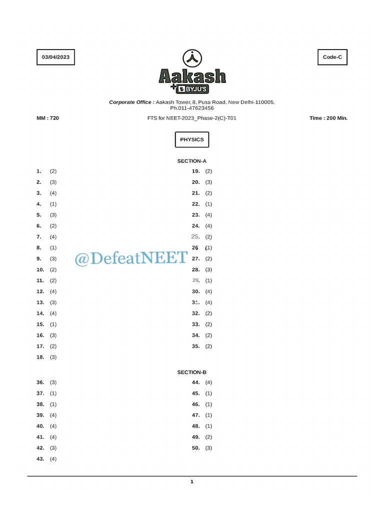 FTS-01 (Code C) Solution | PDF