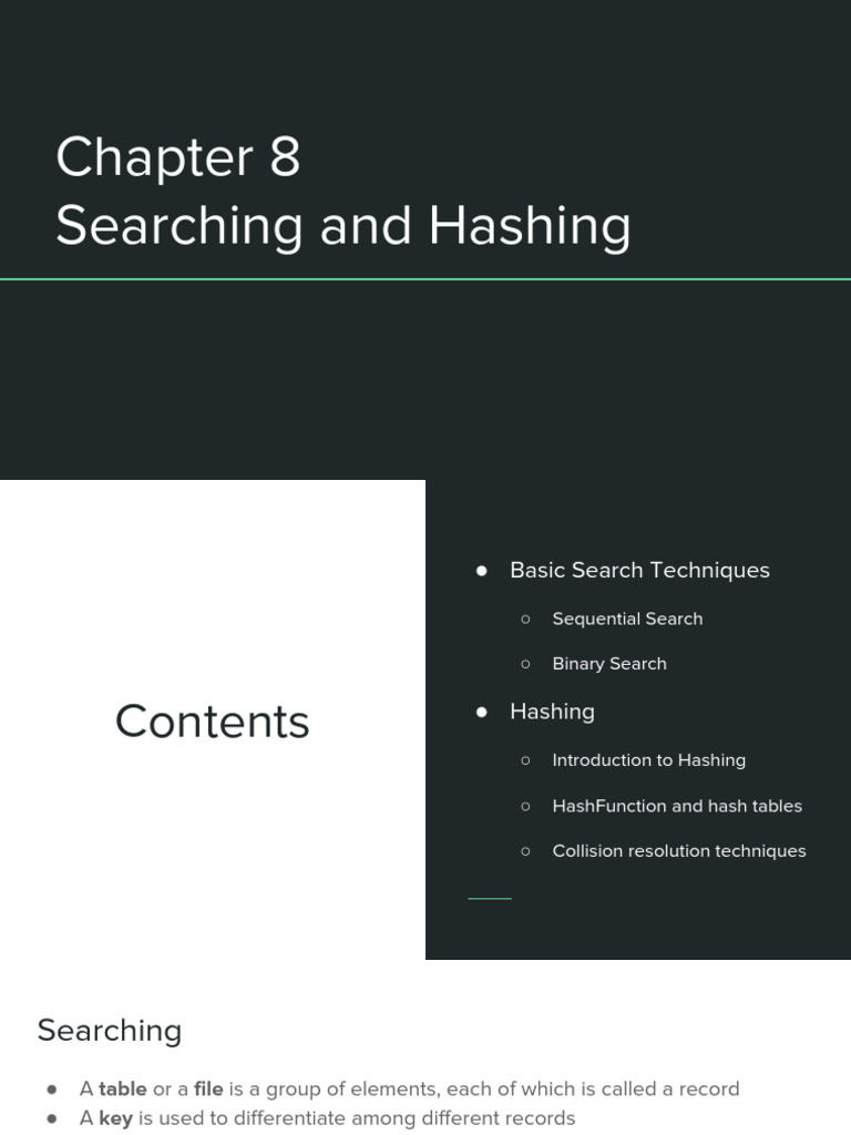 Chapter 8 - Searching and Hashing | PDF | Computer Data | Theoretical Computer Science