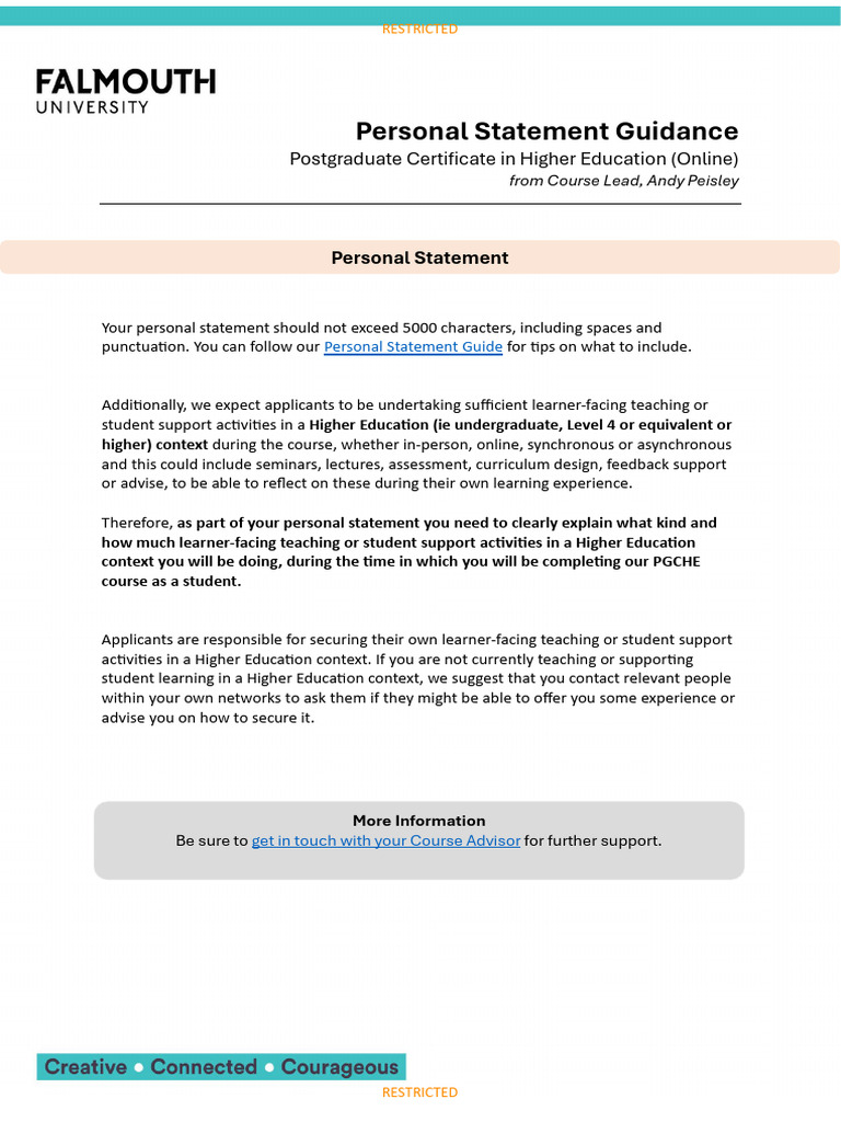 2025 PGCHE (Online) - Application Advice | PDF