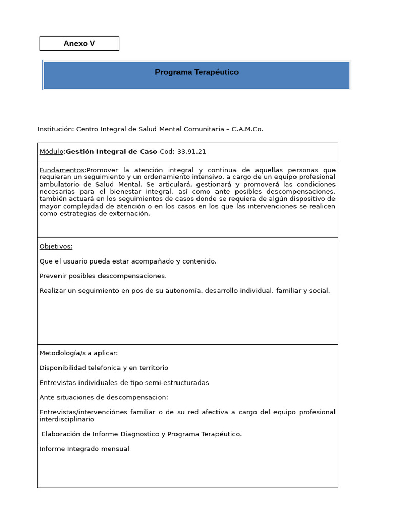 ANEXO V Modulo 2 Gestion Integral de Caso | PDF