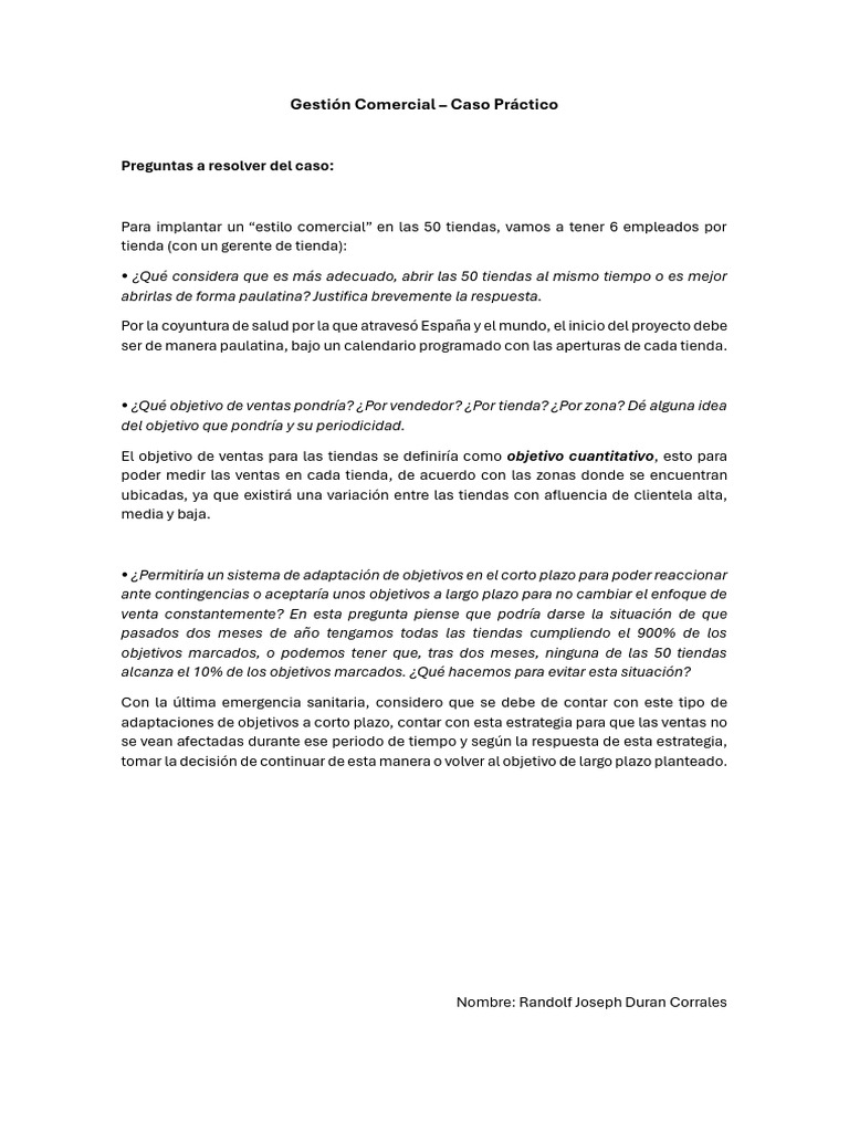 Caso Practivo Gestión Comercial - Randolf Joseph Duran Corrales | PDF