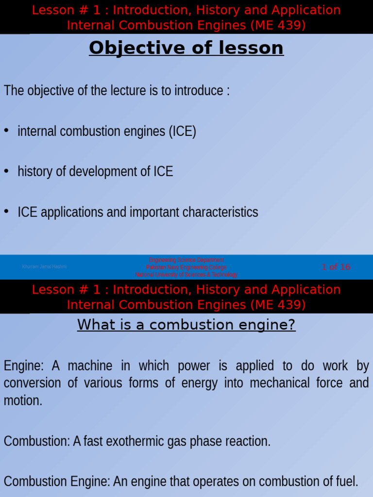 ICE Lesson#1 Introduction | PDF | Engines | Internal Combustion Engine