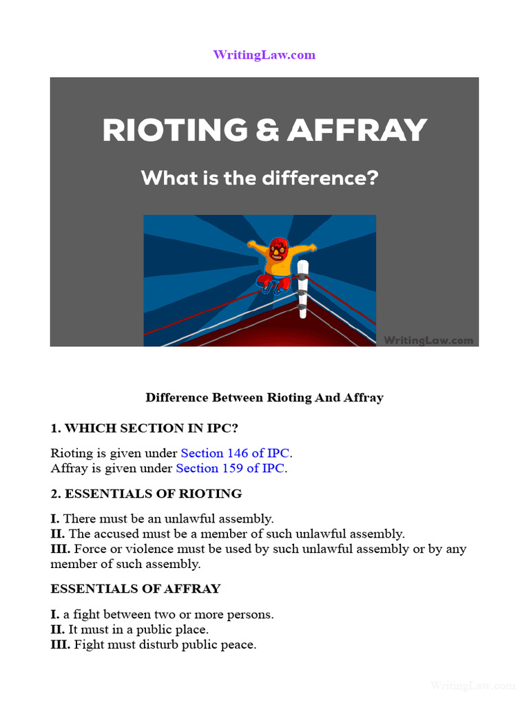 Riot vs Affray: Key Differences Explained | PDF