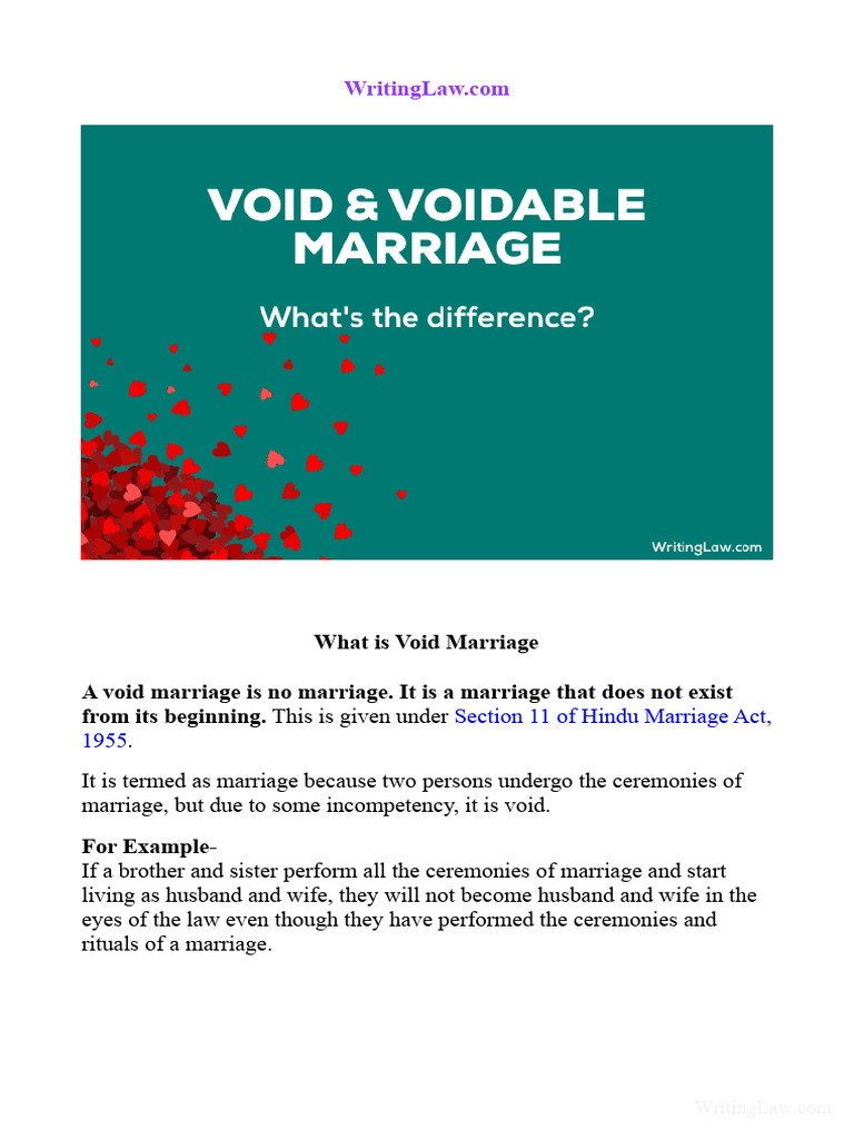 Difference Between Void and Voidable Marriages | PDF | Marriage | Living Arrangements
