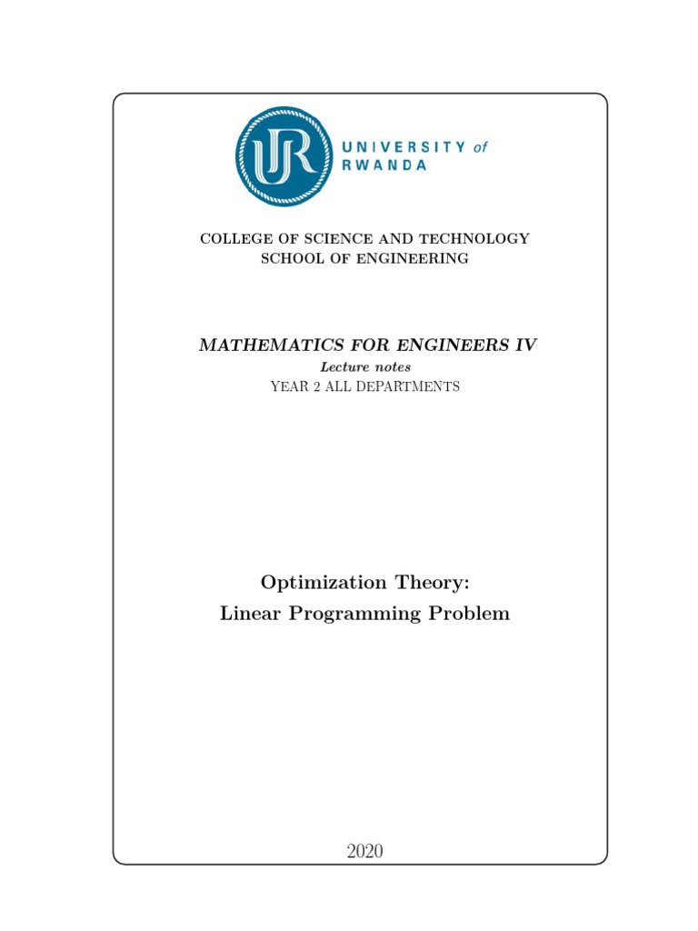 MATH IV Optimazation Theory LPP | PDF | Mathematical Optimization ...