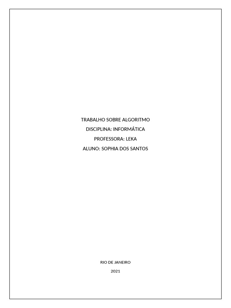Trabalho Sobre Algoritmo | PDF
