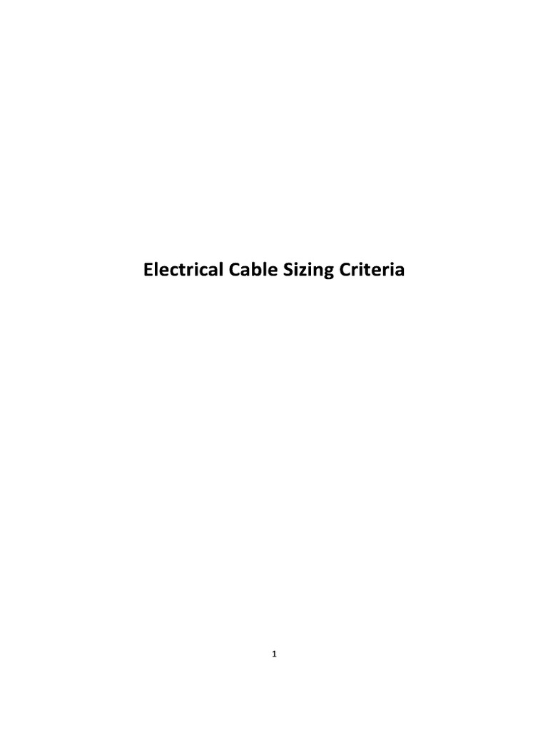 Electrical Cable Sizing Criteria | PDF
