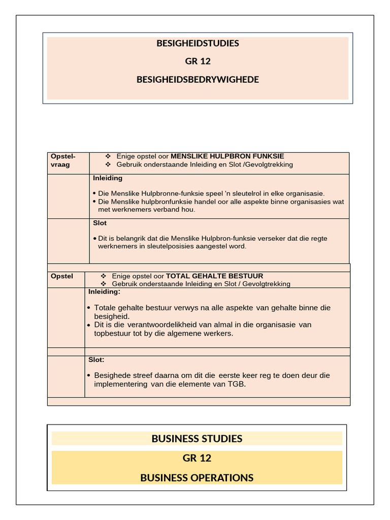 BSTD OPERATIONS PAPER 1 2023 | PDF