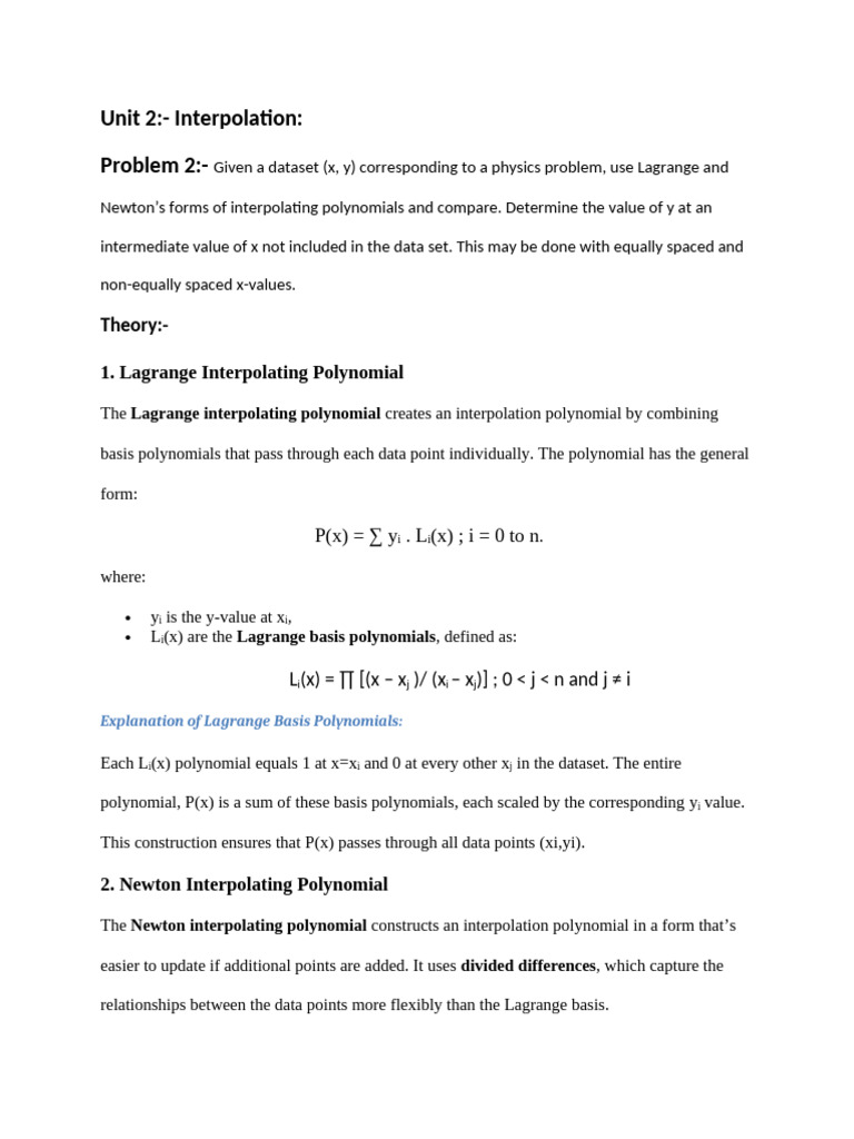 Unit 2 Interpolation P2 | PDF